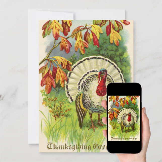 Vintage Thanksgiving Turkey Holiday Card | Zazzle
