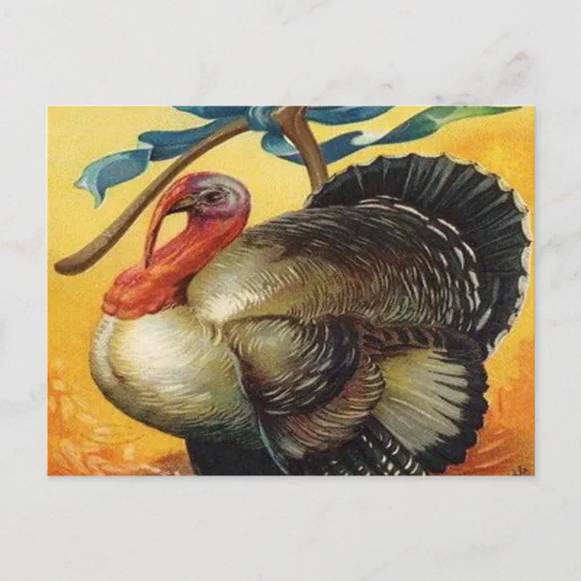 Vintage Thanksgiving Turkey Holiday Postcard | Zazzle