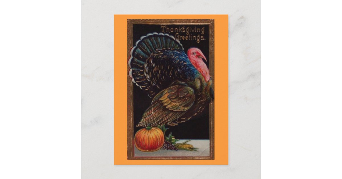 Vintage Thanksgiving Turkey Holiday Postcard | Zazzle