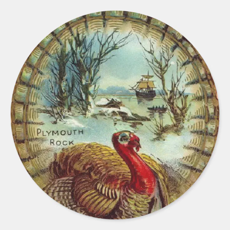 Vintage Thanksgiving Turkey Large Sticker | Zazzle