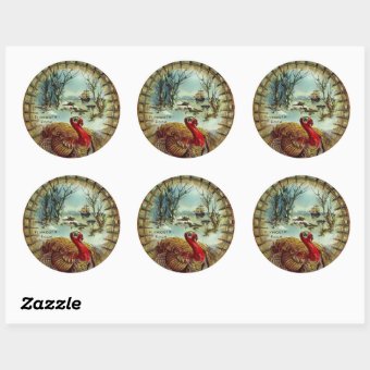 Vintage Thanksgiving Turkey Large Sticker | Zazzle