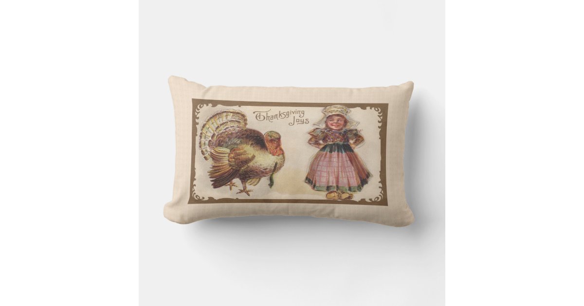 Vintage Thanksgiving Turkey Lumbar Pillow | Zazzle