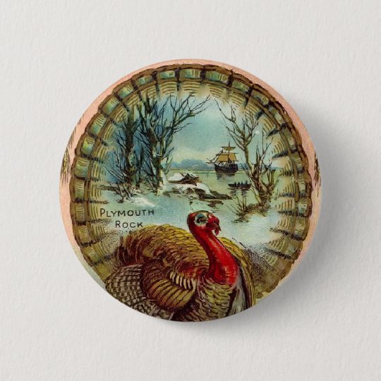 Vintage Thanksgiving Turkey Round Button | Zazzle.com