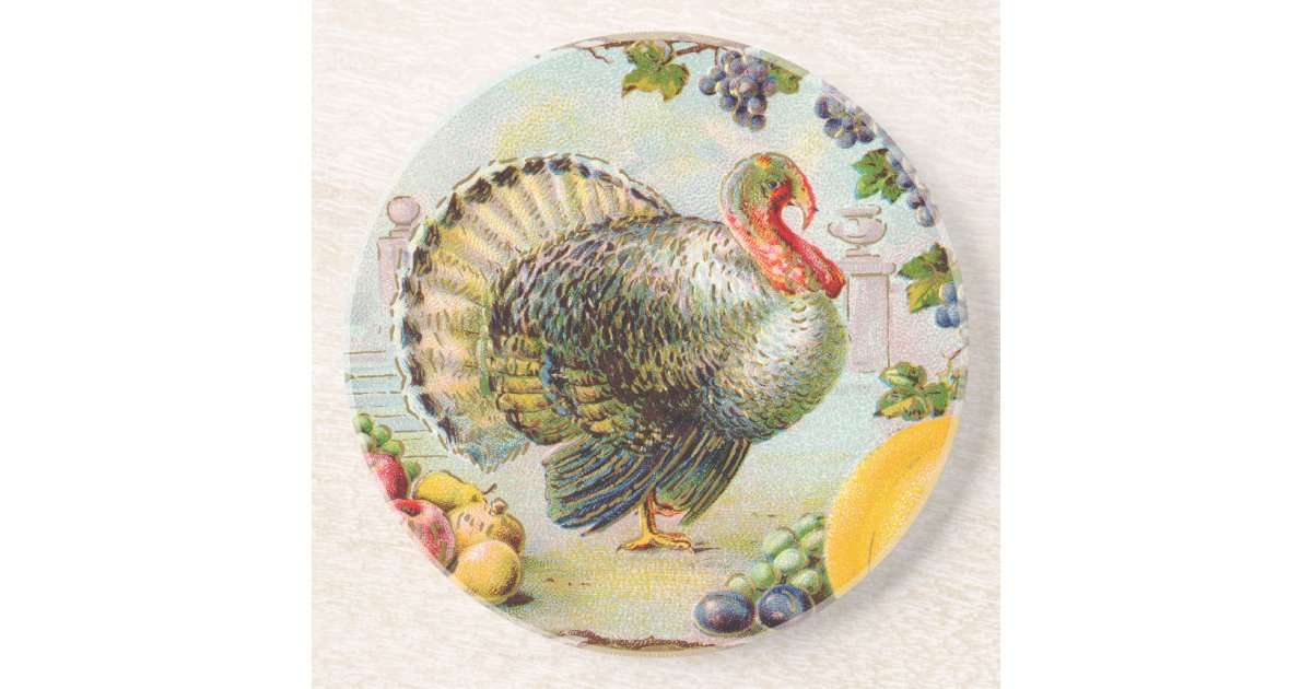 Vintage Thanksgiving Turkey Sandstone Coaster | Zazzle