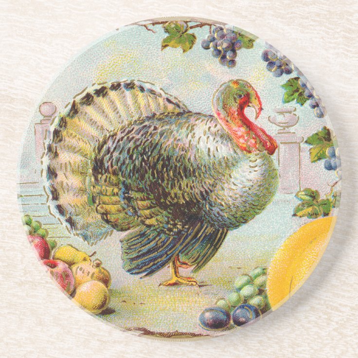 Vintage Thanksgiving Turkey Sandstone Coaster | Zazzle