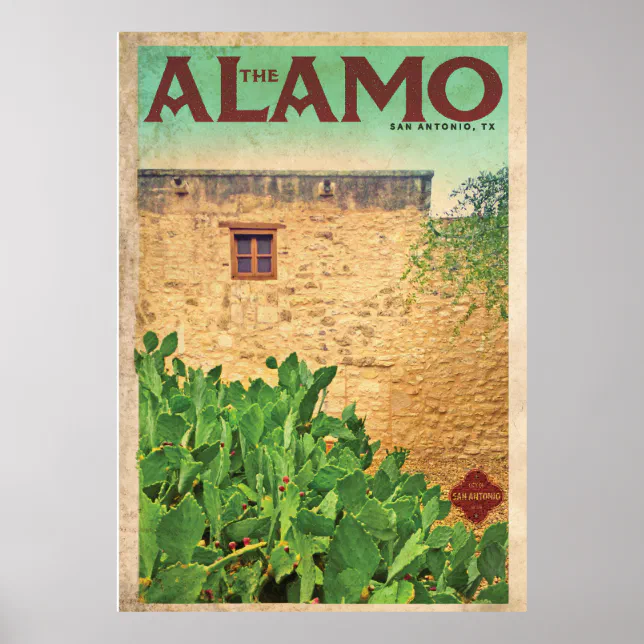 Vintage The Alamo Travel Poster | Zazzle
