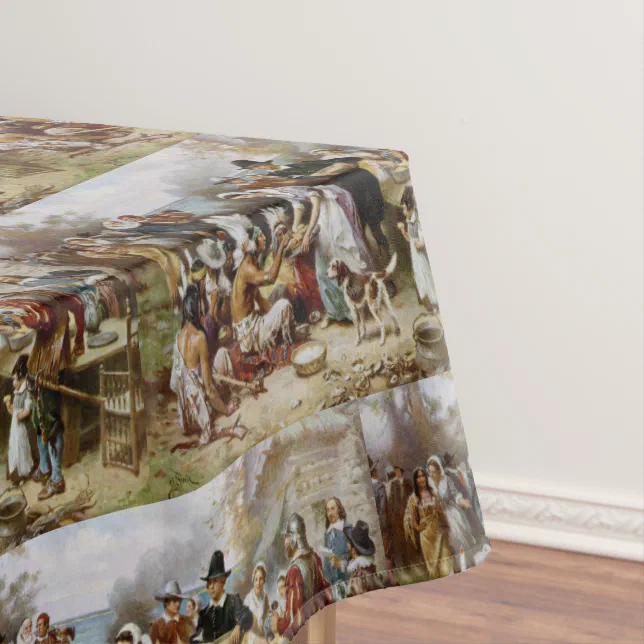 Vintage The First Thanksgiving 1621 Jean Ferris Tablecloth | Zazzle