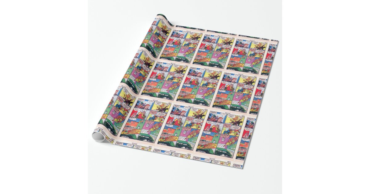 Vintage The Flame Superhero Comic Book Villain Wrapping Paper | Zazzle