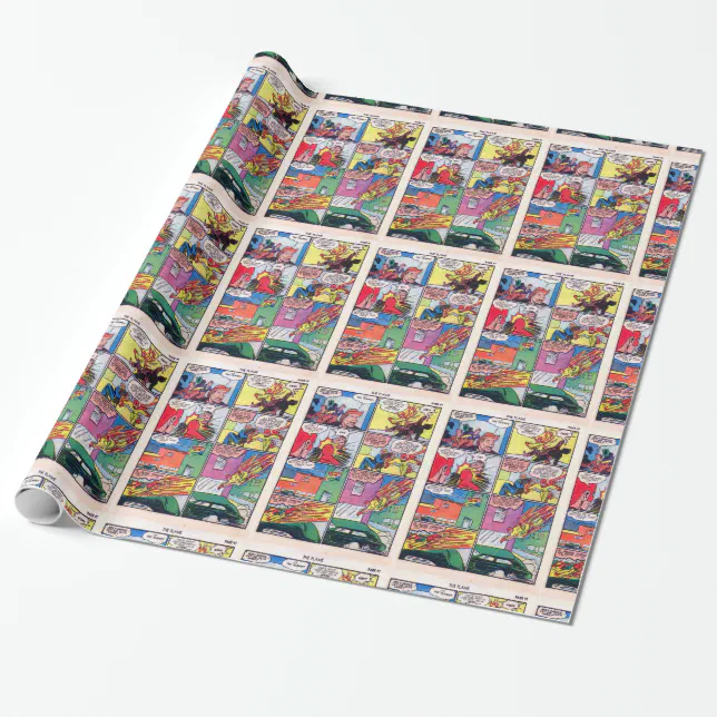 Vintage The Flame Superhero Comic Book Villain Wrapping Paper | Zazzle