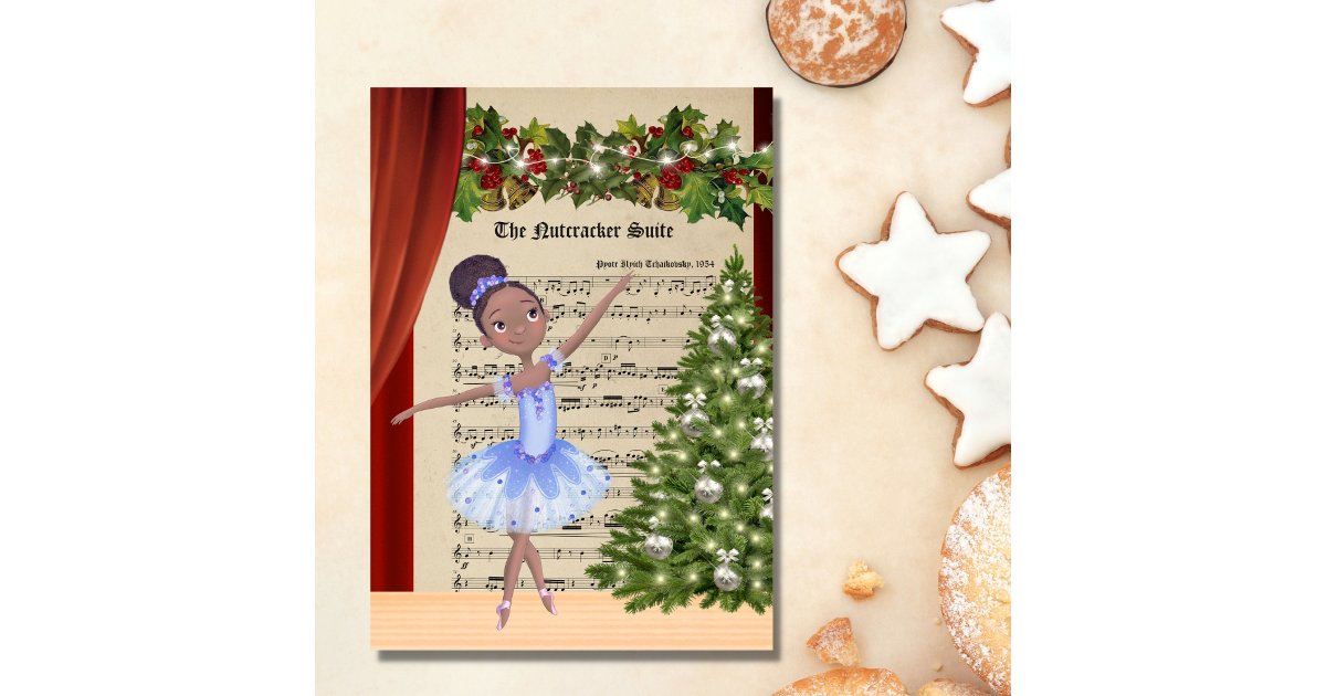 Vintage The Nutcracker Sheet Music Ballerina Dance Holiday Card | Zazzle