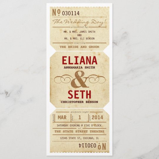 Vintage Theater Ticket Wedding Invitation | Zazzle.com