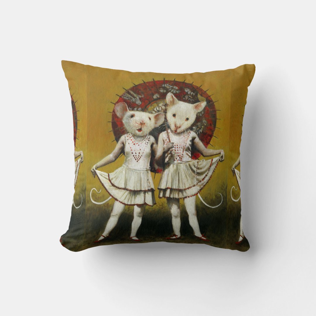 Vintage Theatrical Mice Throw Cushion | Zazzle