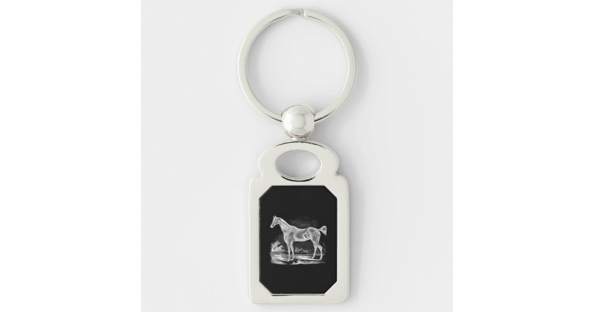 Vintage Thoroughbred Horse Equestrian Personalized Keychain | Zazzle