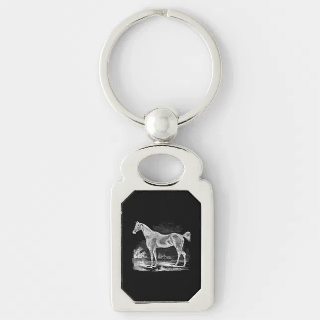 Vintage Thoroughbred Horse Equestrian Personalized Keychain | Zazzle