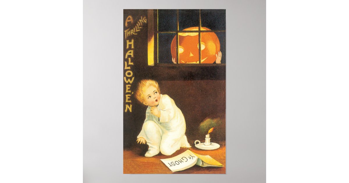 Vintage Thrilling Halloween by Ellen Clapsaddle Poster | Zazzle