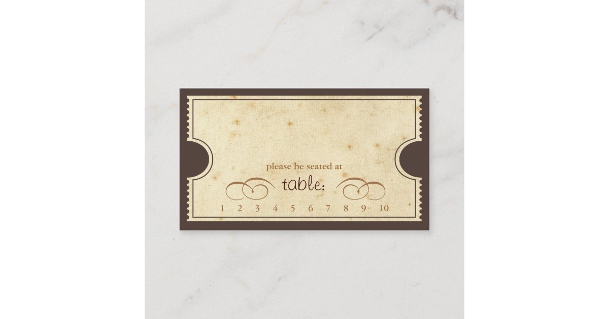 Vintage Ticket - Punch Card Escort Card | Zazzle
