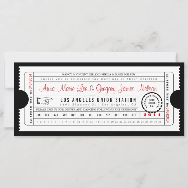 Vintage Ticket Punch Card Invitation in Black | Zazzle