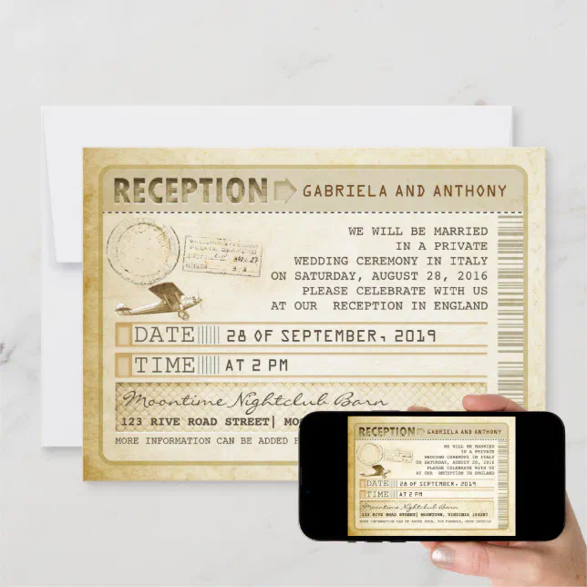 vintage ticket reception invitation | Zazzle