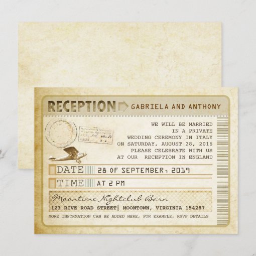 vintage ticket reception invitation | Zazzle