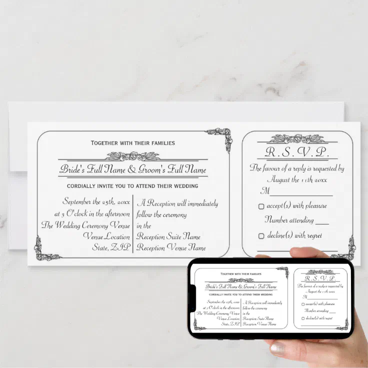 Vintage Ticket Style Wedding Invitation and RSVP | Zazzle