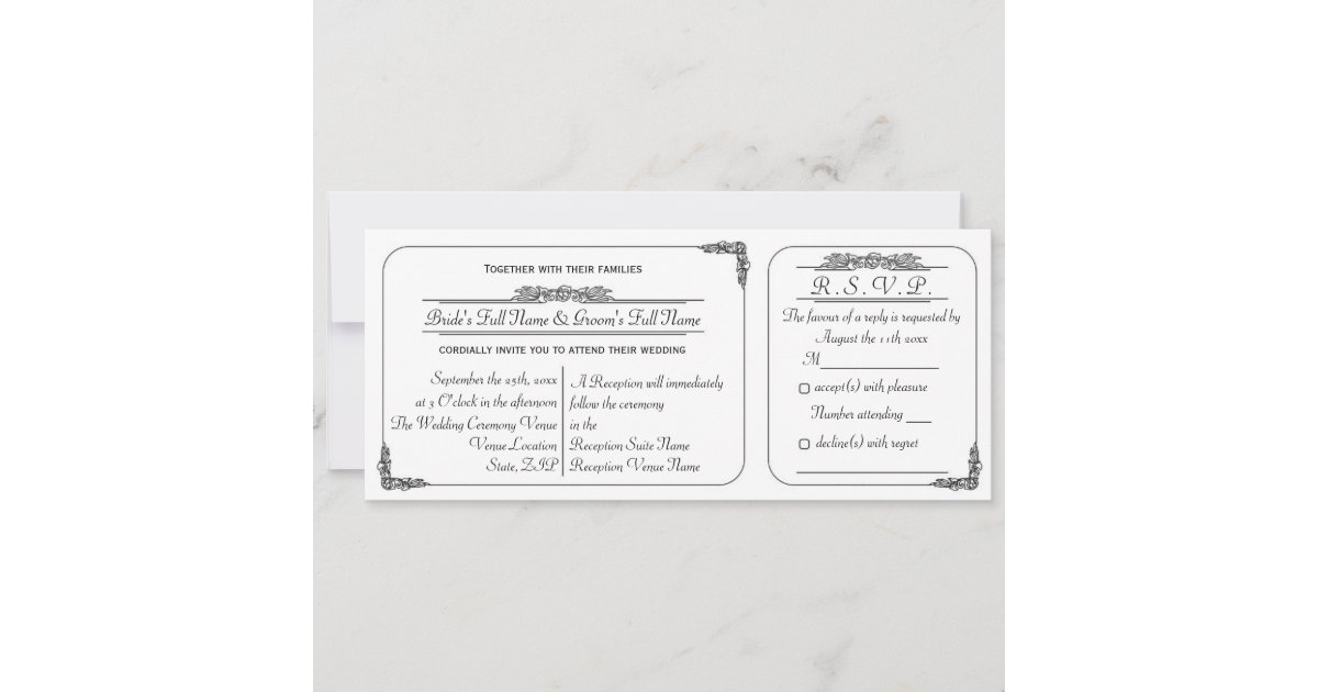 Vintage Ticket Style Wedding Invitation and RSVP | Zazzle