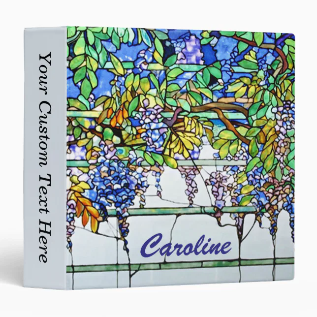 Vintage Tiffany Stained Glass Wisteria Floral Art Binder | Zazzle