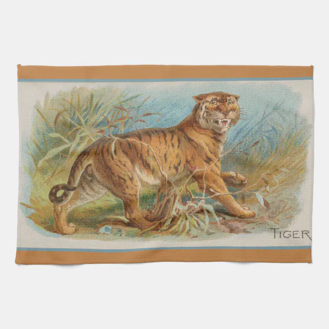 Vintage Tiger Tea Towel | Zazzle