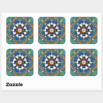 Vintage Tile Square Sticker | Zazzle