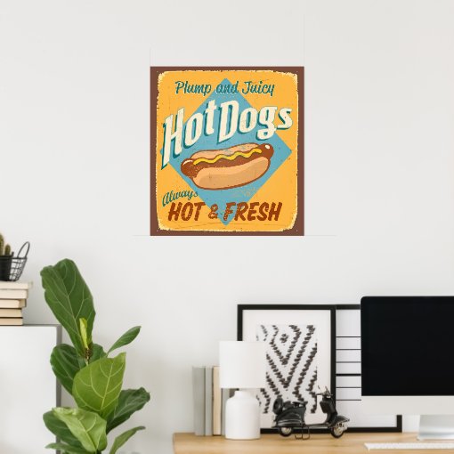 Vintage tin sign - Hot Dogs | Zazzle