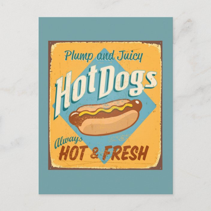 Vintage tin sign - Hot Dogs Postcard | Zazzle.com