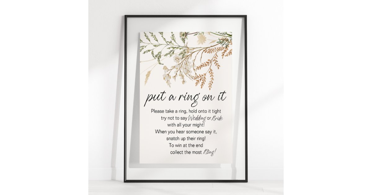 Vintage Tiny Floral Put A Ring On It Game Poster | Zazzle