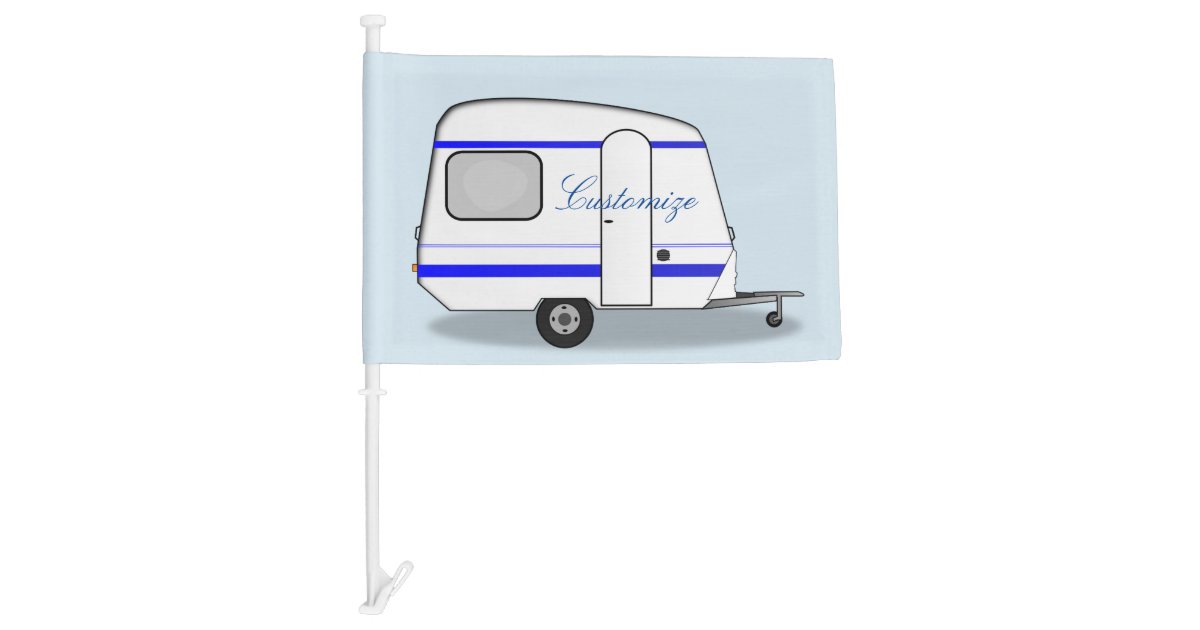 Vintage tiny trailer caravan Thunder_Cove Car Flag | Zazzle