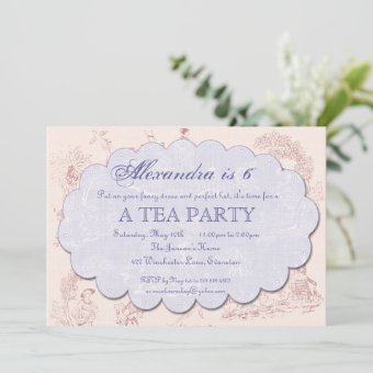 Vintage Toile Birthday Tea Party Invitation | Zazzle