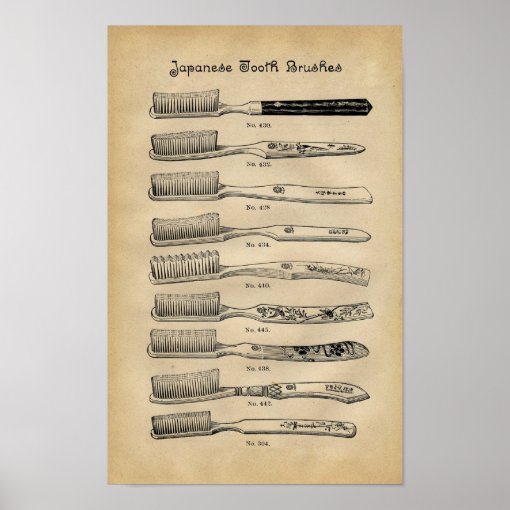 Vintage Toothbrushes Poster | Zazzle