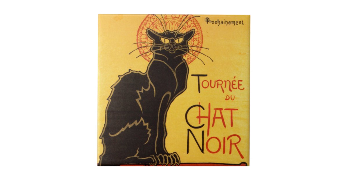 Vintage Tournee de Chat Noir Black Cat Tile | Zazzle
