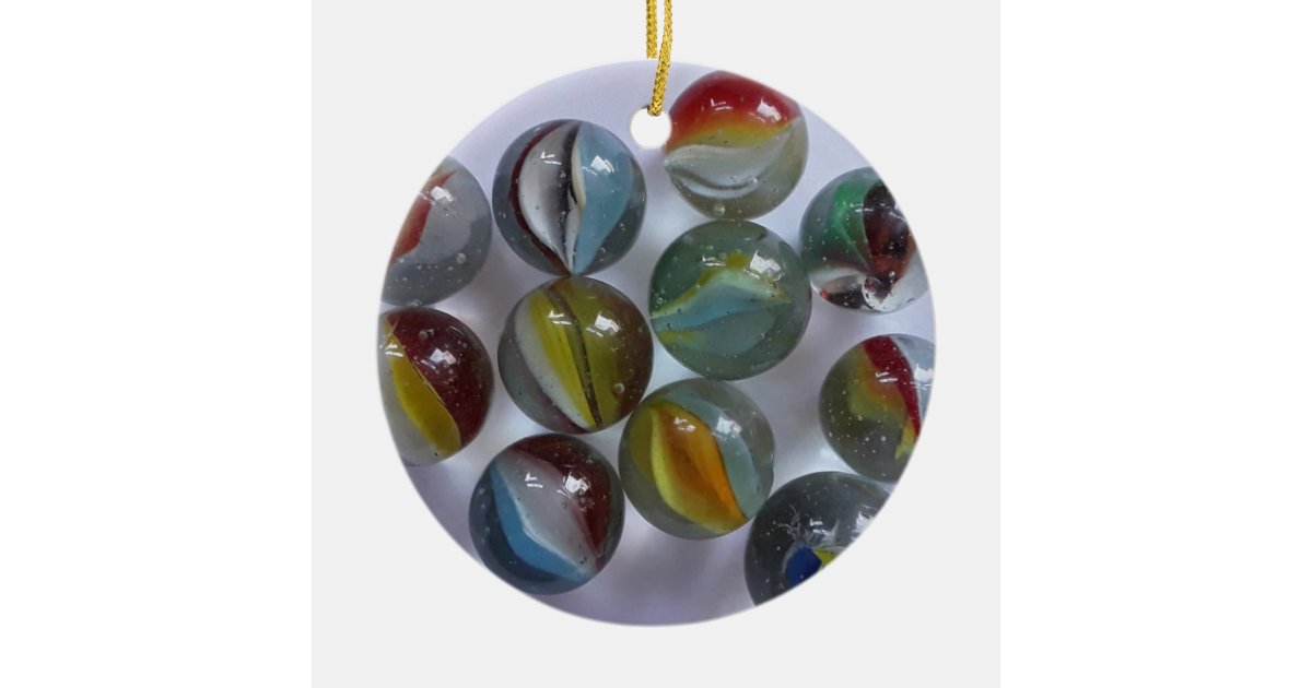 Vintage Toy Cat's Eye Marbles Ceramic Ornament | Zazzle