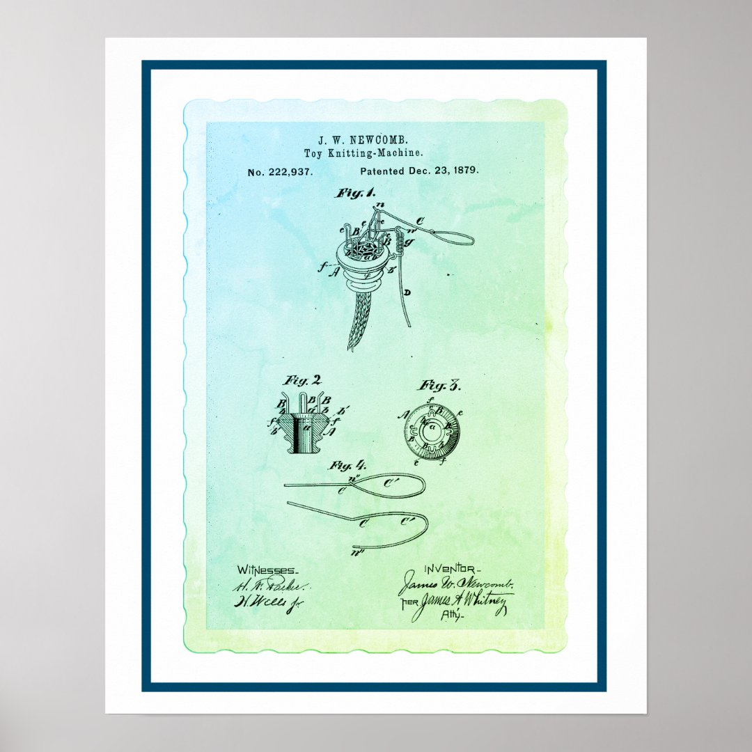 Vintage Toy Knitting Machine Patent Poster | Zazzle