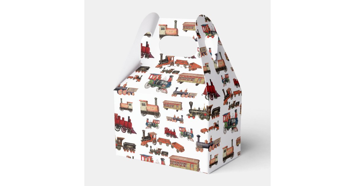 Vintage Toy Train Colorful Trains Pattern Favor Boxes | Zazzle