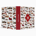 Vintage Toy Train Colorful Trains Pattern Monogram 3 Ring Binder | Zazzle