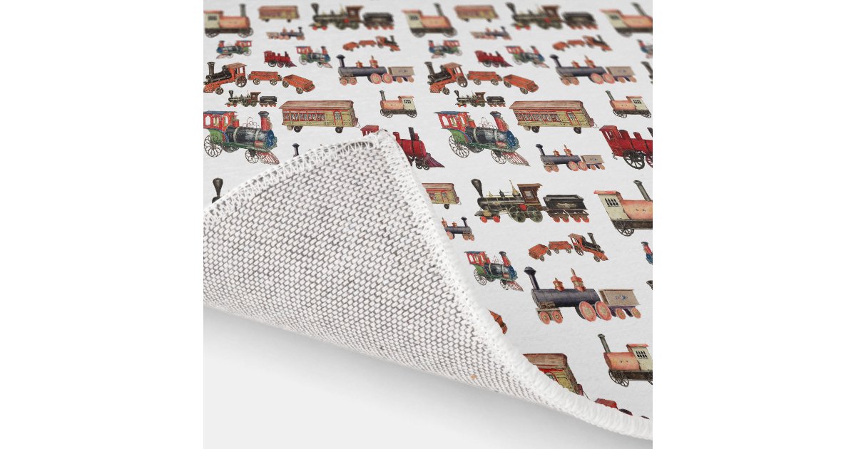 Vintage Toy Train Colorful Trains Pattern Rug | Zazzle