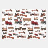 Vintage Toy Train Colorful Trains Pattern Wrapping Paper Sheets | Zazzle