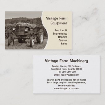 Vintage tractor business card | Zazzle