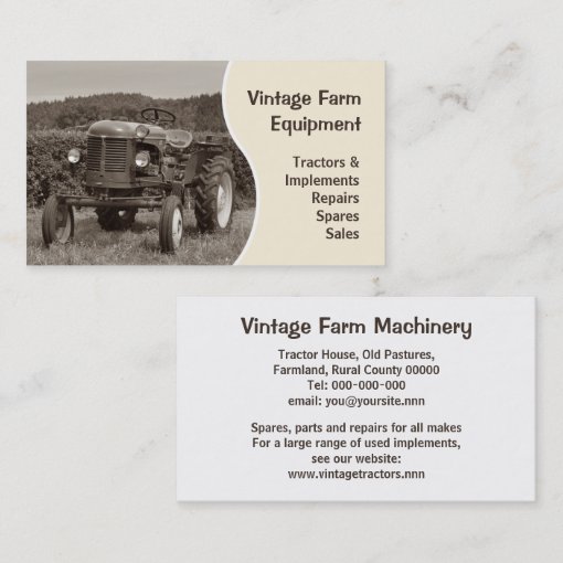 Vintage tractor business card | Zazzle