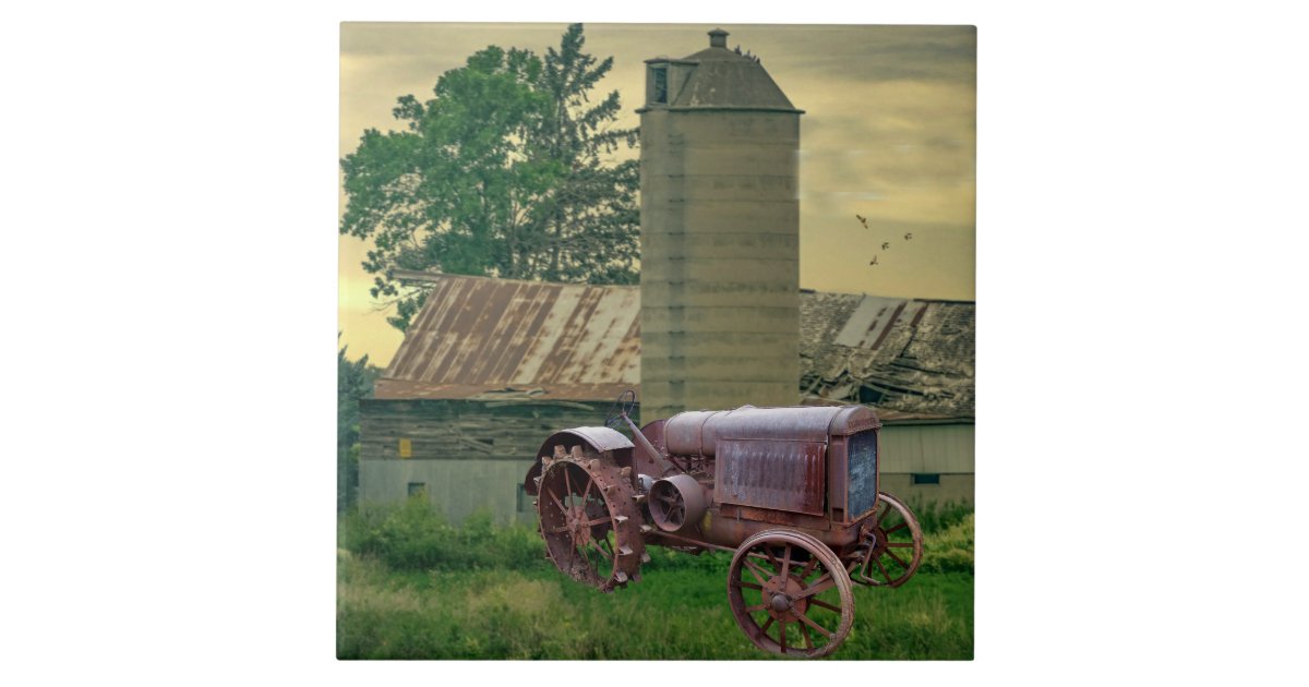 VINTAGE TRACTOR CERAMIC TILE | Zazzle