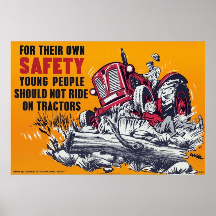Vintage Tractor Safety Poster | Zazzle.com