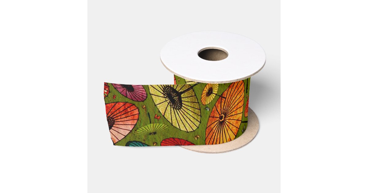 Vintage Traditional Japanese Paper Print Satin Ribbon | Zazzle