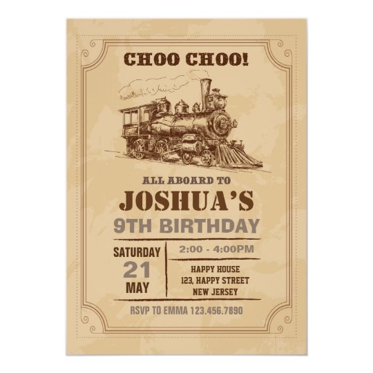 Vintage Train Birthday Invitation | Zazzle.com