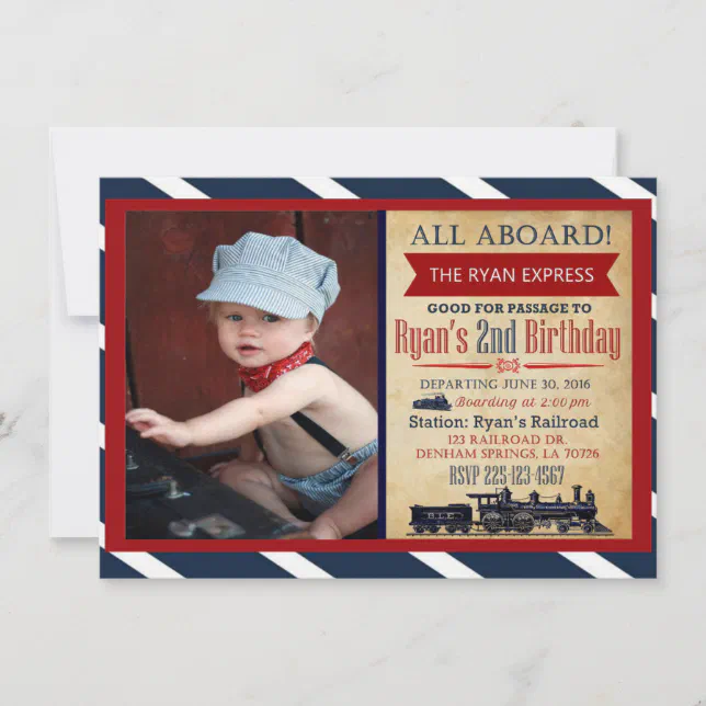 Vintage Train Birthday Invitation | Zazzle