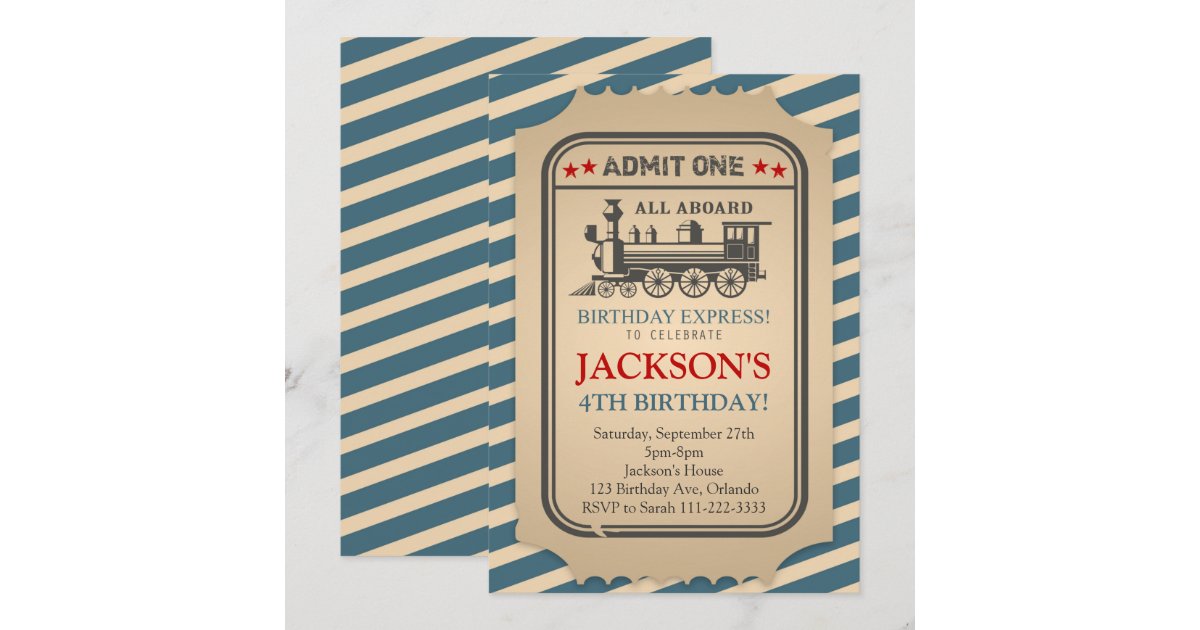 Vintage Train Birthday Invitation | Zazzle
