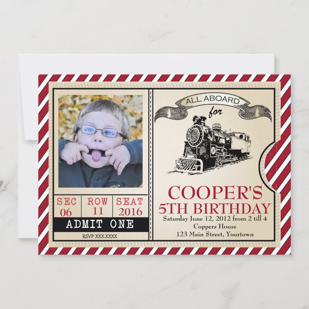 Vintage Train Birthday Invitation | Zazzle